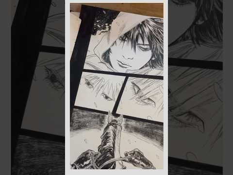 Ink a comic page with me — #makingmanga makingcomics #mangaka #comicartist #inkingcomics