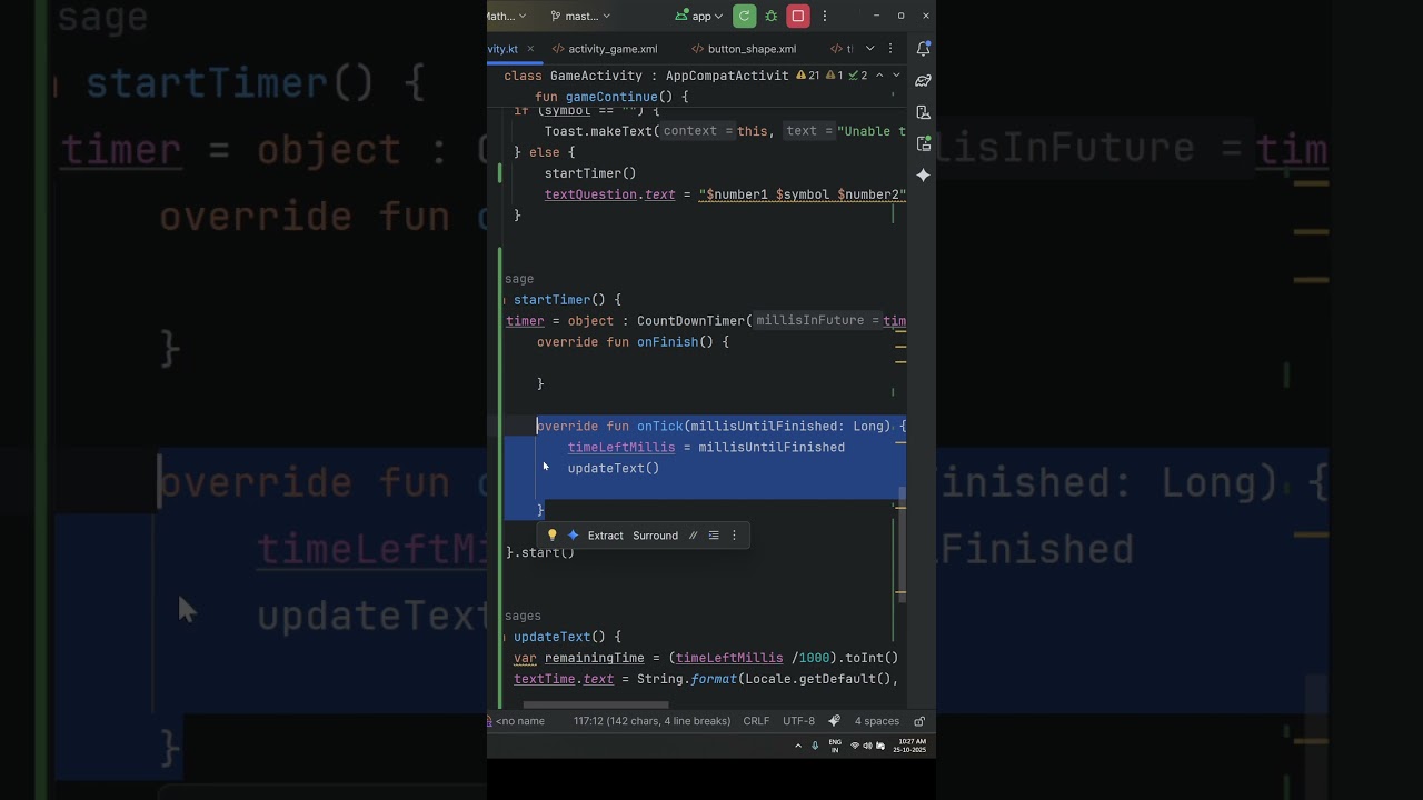 How to Make a Countdown Timer in Kotlin in 30 Seconds! ⏱️ #Shorts