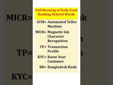 Full Meaning of ATM, MICR, TP, KYC, BB | Daily used Banking Related Words #bank #account #banking