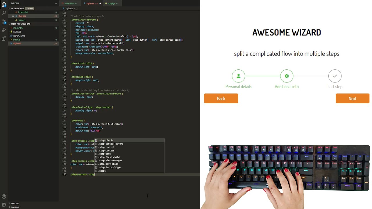 ASMR Programming - Step Progress Bar coding - no Talking