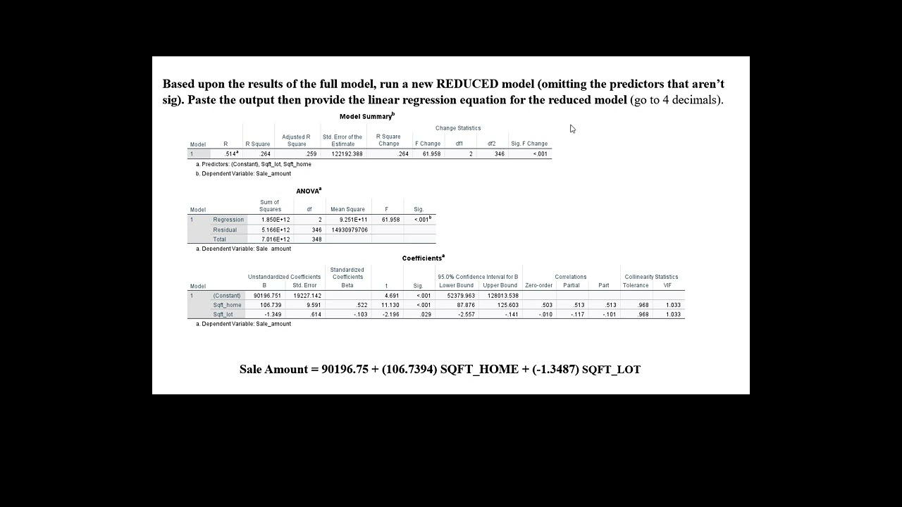 Multiple Linear Regression SPSS example Model Building