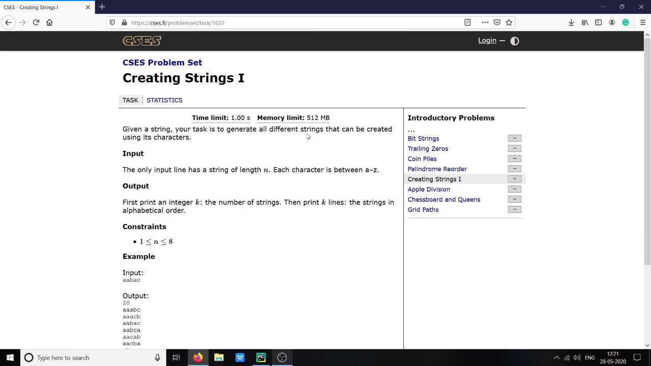 PYTHON Creating String I Algorithm - CSES Introductory Problems #13