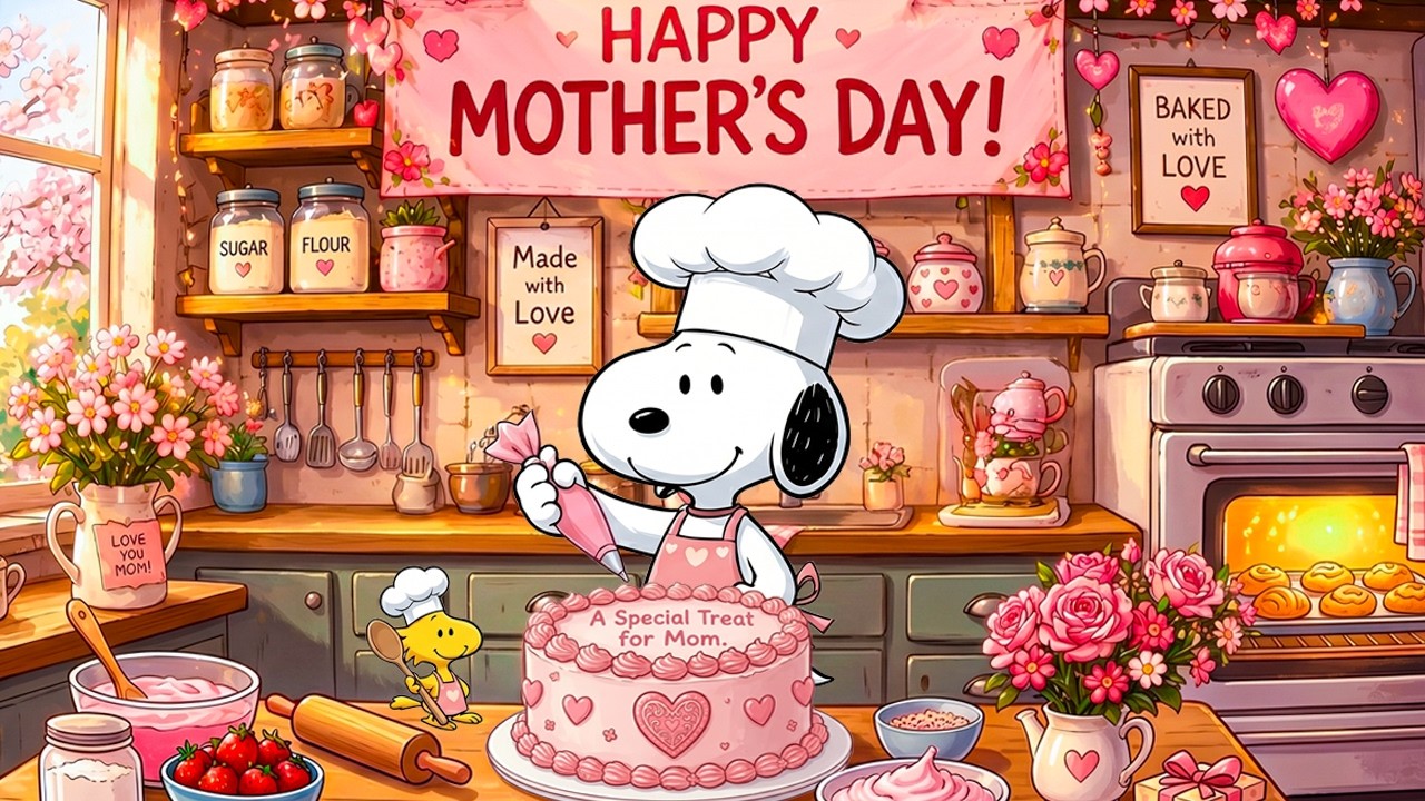 A Cozy Mother’s Day with Snoopy 💕🎶 Soft Jazz Music & Sweet Baking Ambience