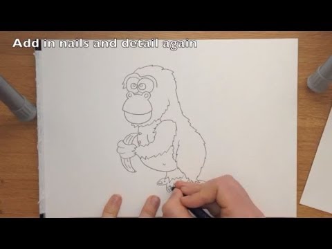 How to Draw a Cartoon Gorilla - Easy Step by Step Tutorial