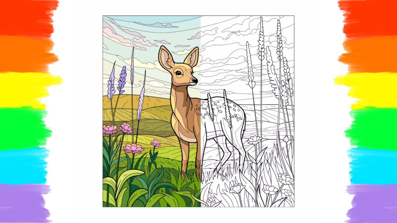 How to Color Cute Deer丨 Coloring Page 🎨🦌