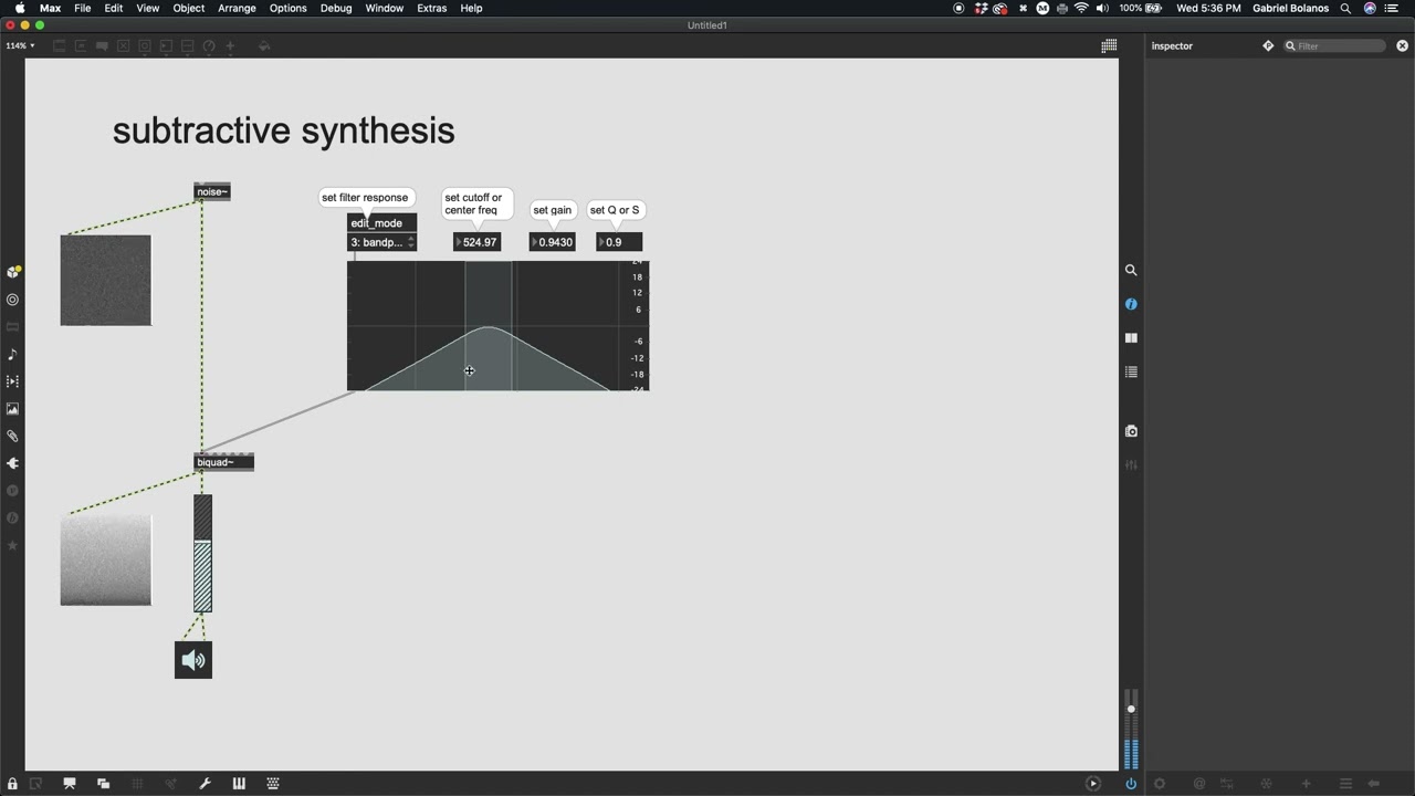 Subtractive synthesis in Max/MSP