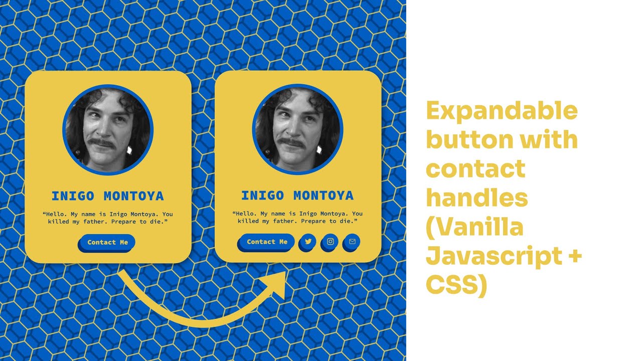 Expandable button with contact handles (Vanilla Javascript + CSS)