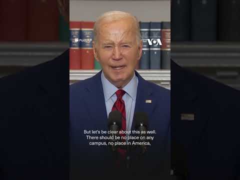 Biden speaks on campus clashes: ‘Violent protest is not protected’ | VOA News #shorts