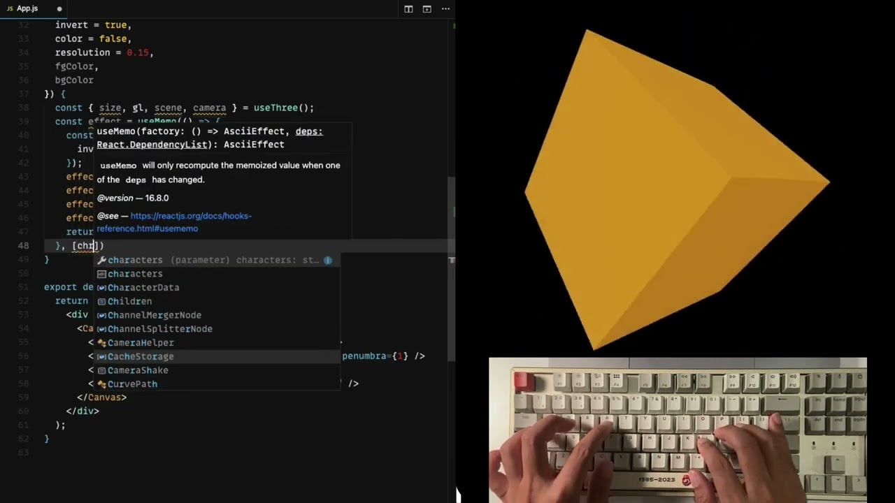 ASMR Programming | React+Three 3D Box AsciiEffect  | No Talking #reactjs #threejs #asmrprogramming