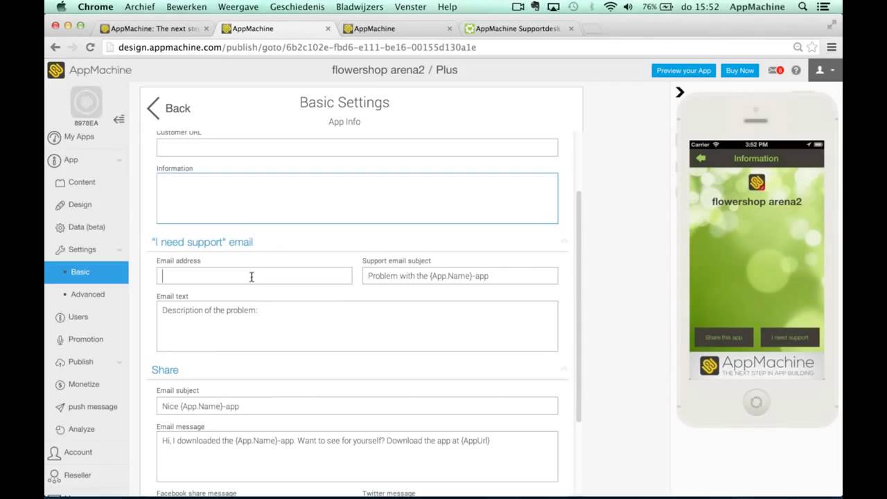 Basic and advanced settings