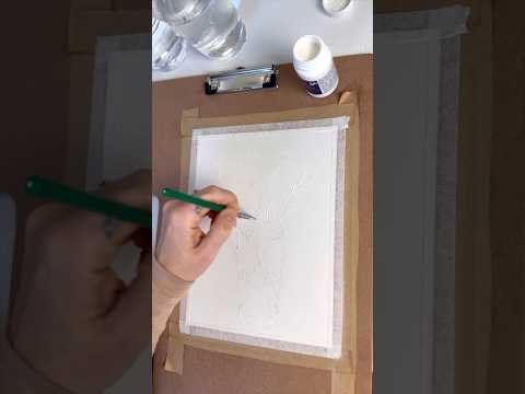 Using a ruling pen and masking fluid to define white space in my watercolour sketch