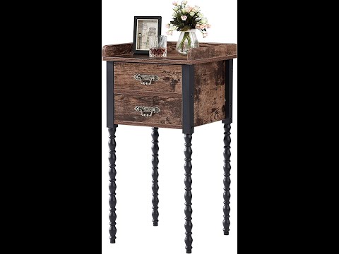 VECELO End Side Table, 27.6" Tall Nightstand with Drawer and Storage Shelf for Living Room,Bedroom
