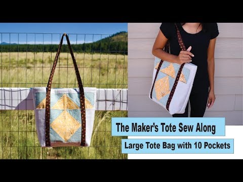 The Maker's Tote sewing tutorial - Large Tote bag with 10 pockets