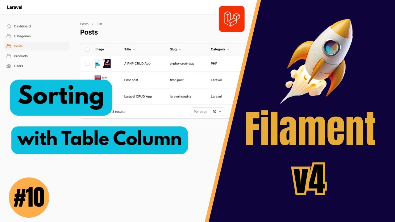 Table Column Sorting – FilamentPHP v4 (Ep 10)