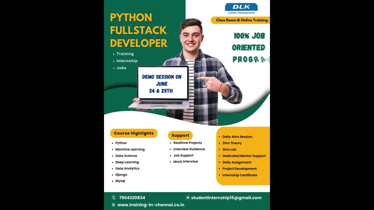 Python Full Stack Training | 6 Months Internship Training | Project Development | Internship Stipend