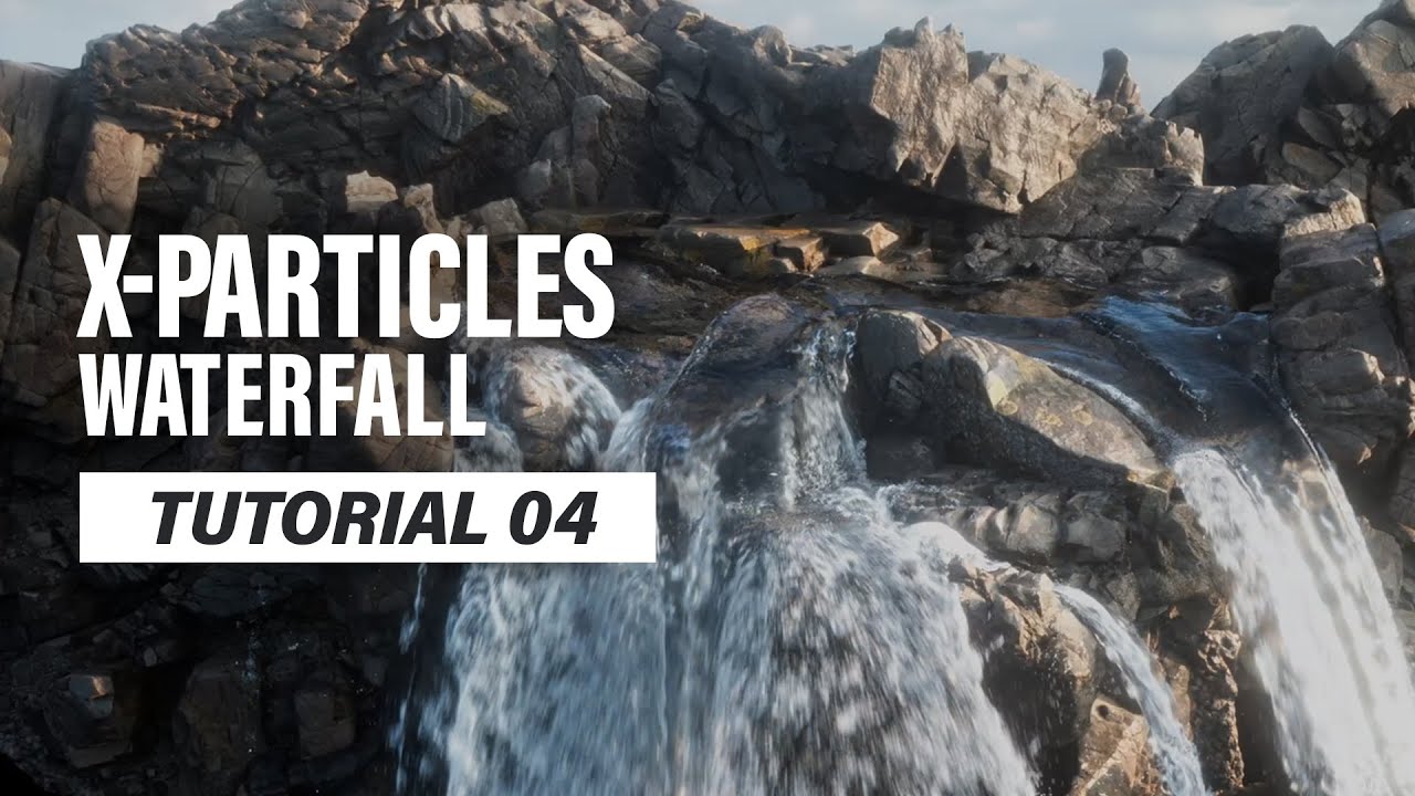 Cinema4D and X-particles tutorial - Waterfall VFX simulation