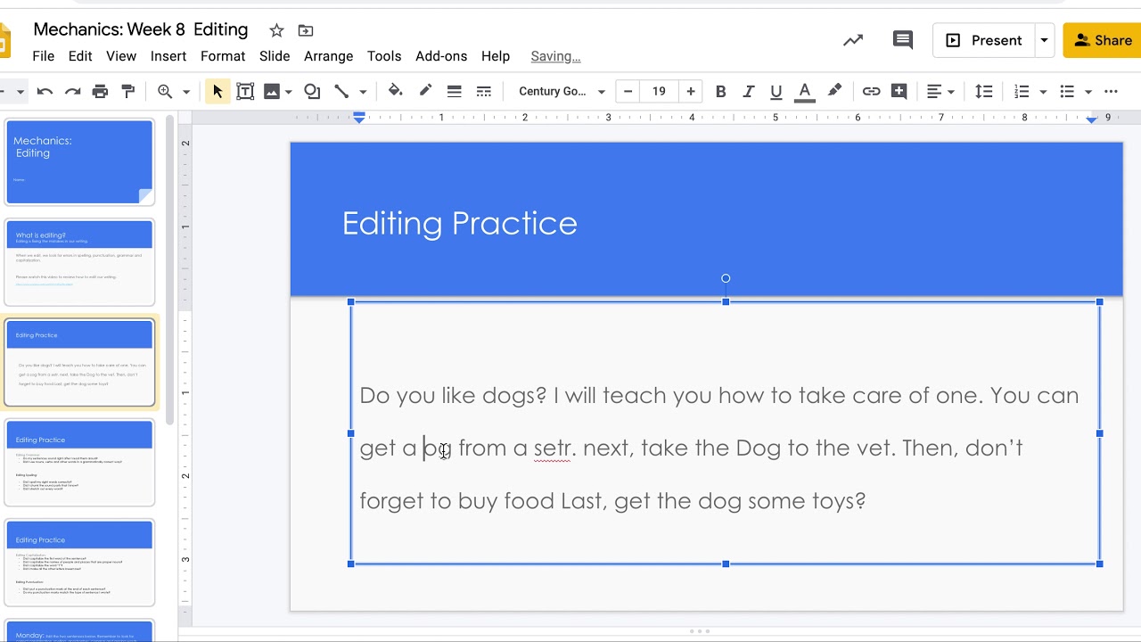 Mechanics (editing)  lesson
