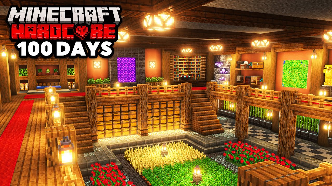 I Survived 100 Days Building a Cozy UNDERGROUND BASE in Minecraft Hardcore