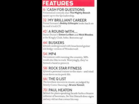 My analysis of a Q Magazine contents page. | Josh Swetnam's Media Blog