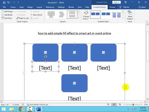 how to add simple fill effect to smartart in word online