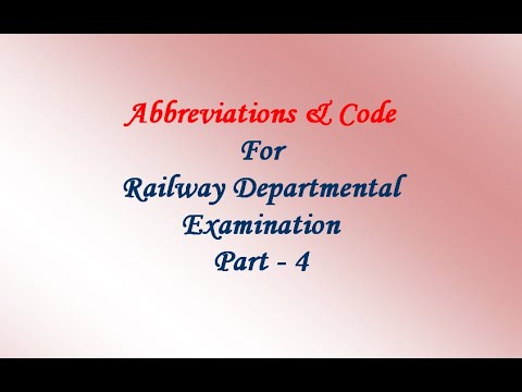 Abbreviations For Railway Terms Part - 4