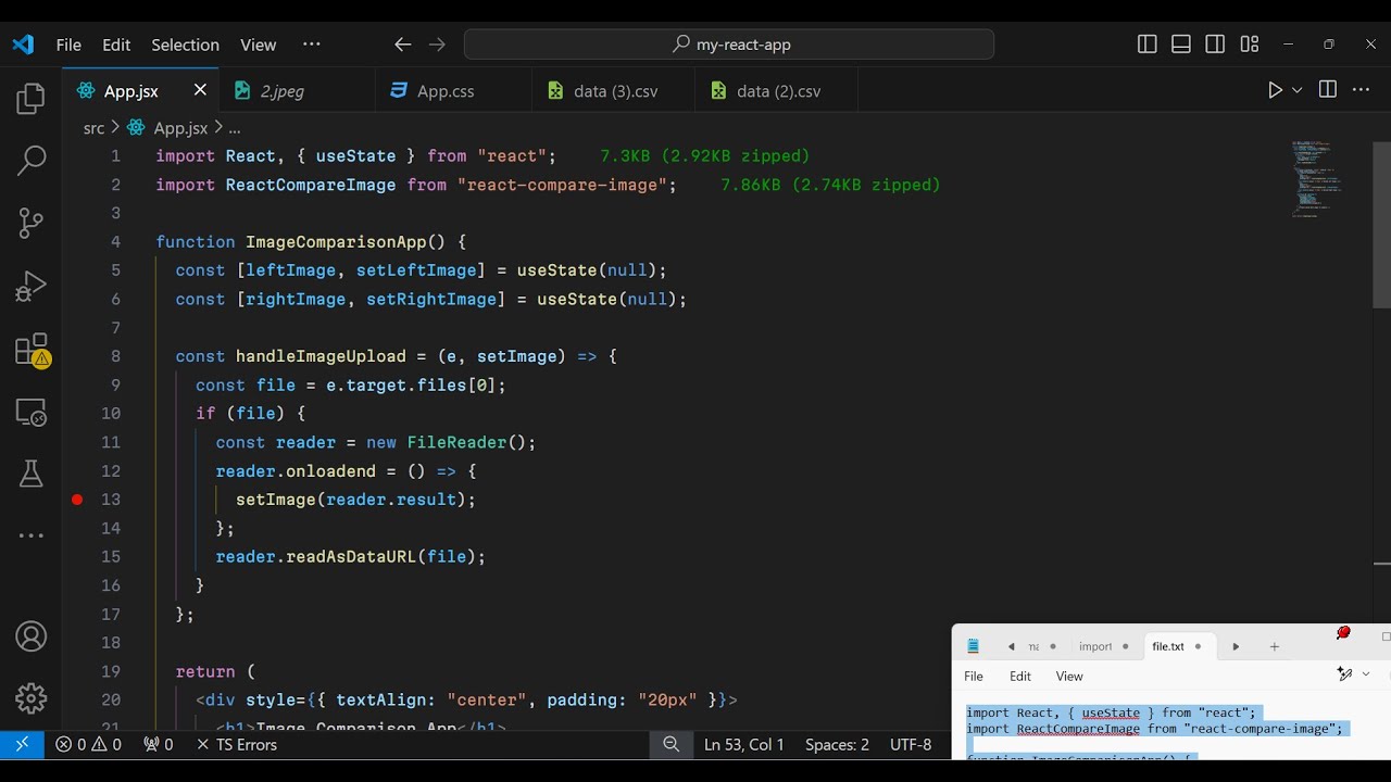 Build a React.js Editor Project to Compare Images Using Slider & react-compare-image Library & JSX