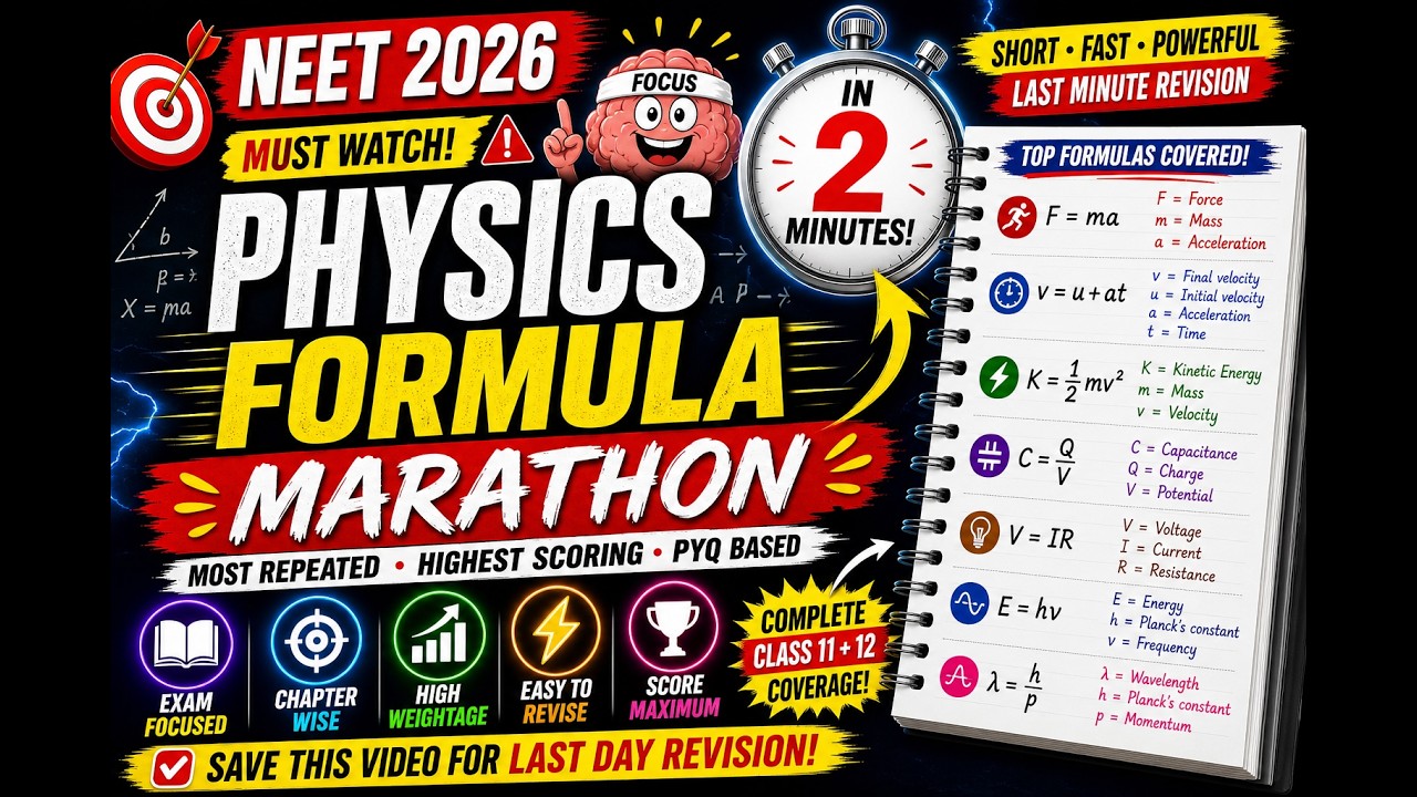 NEET 2026: FINAL Physics Formula Marathon 🔥 (Must Watch before Exam ) ⚡
