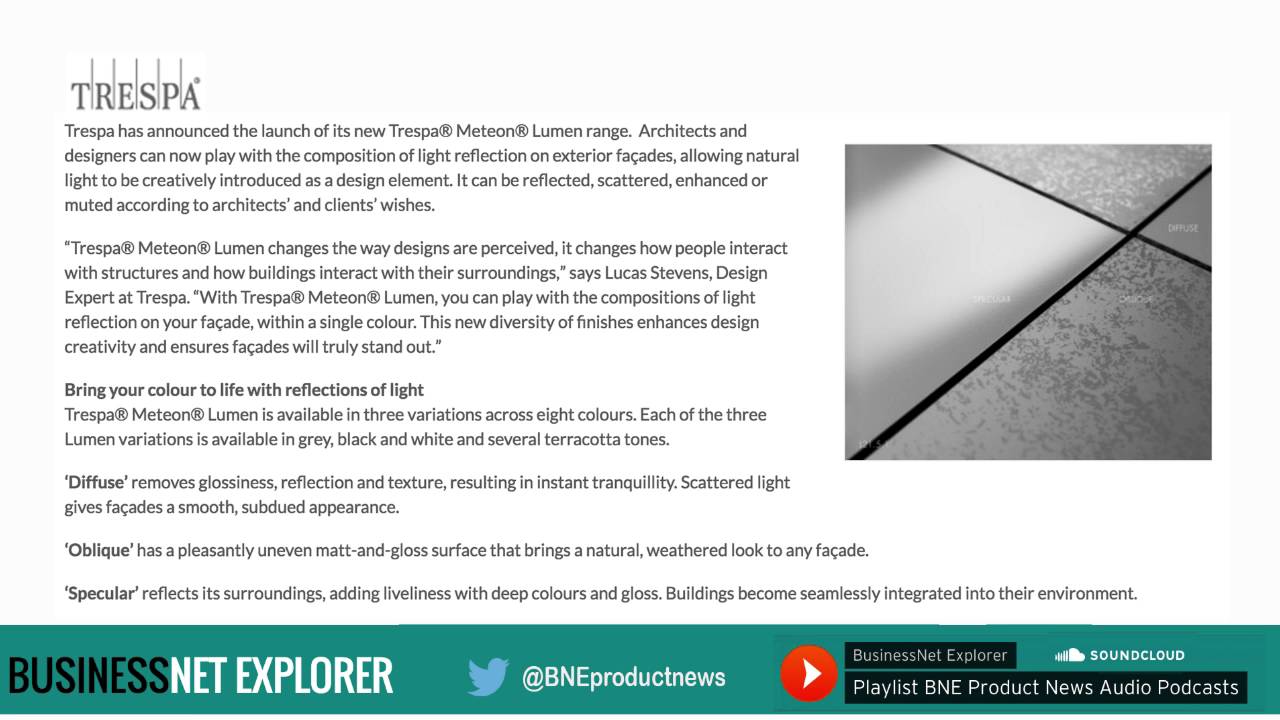 Meteon Lumen range | Trespa - Product Launch