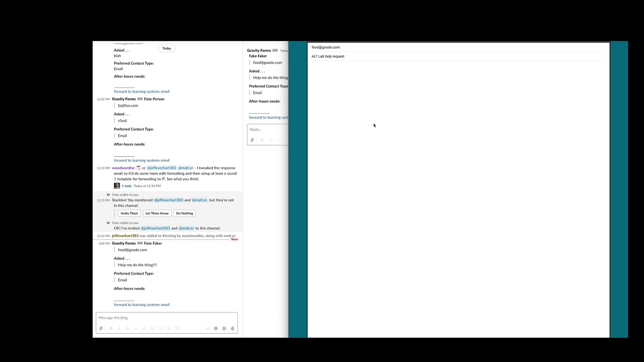 Gravity Forms to Slack to Email Workflow