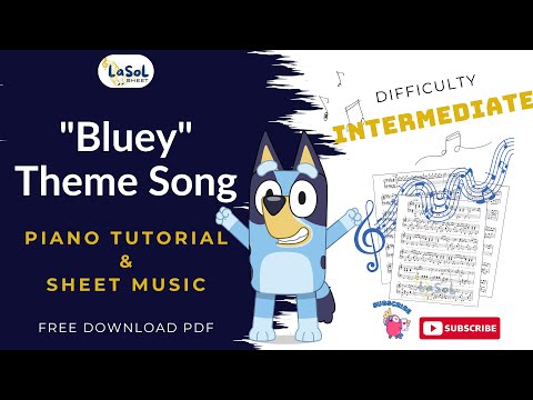 "BLUEY" THEME SONG | PIANO TUTORIAL & SHEET MUSIC (FREE) | Intermediate Ver.