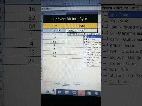 Learn How to Convert Bit Into Byte in Excel. #shorts #shortvideo #microsoftexcel #excel #msexcel