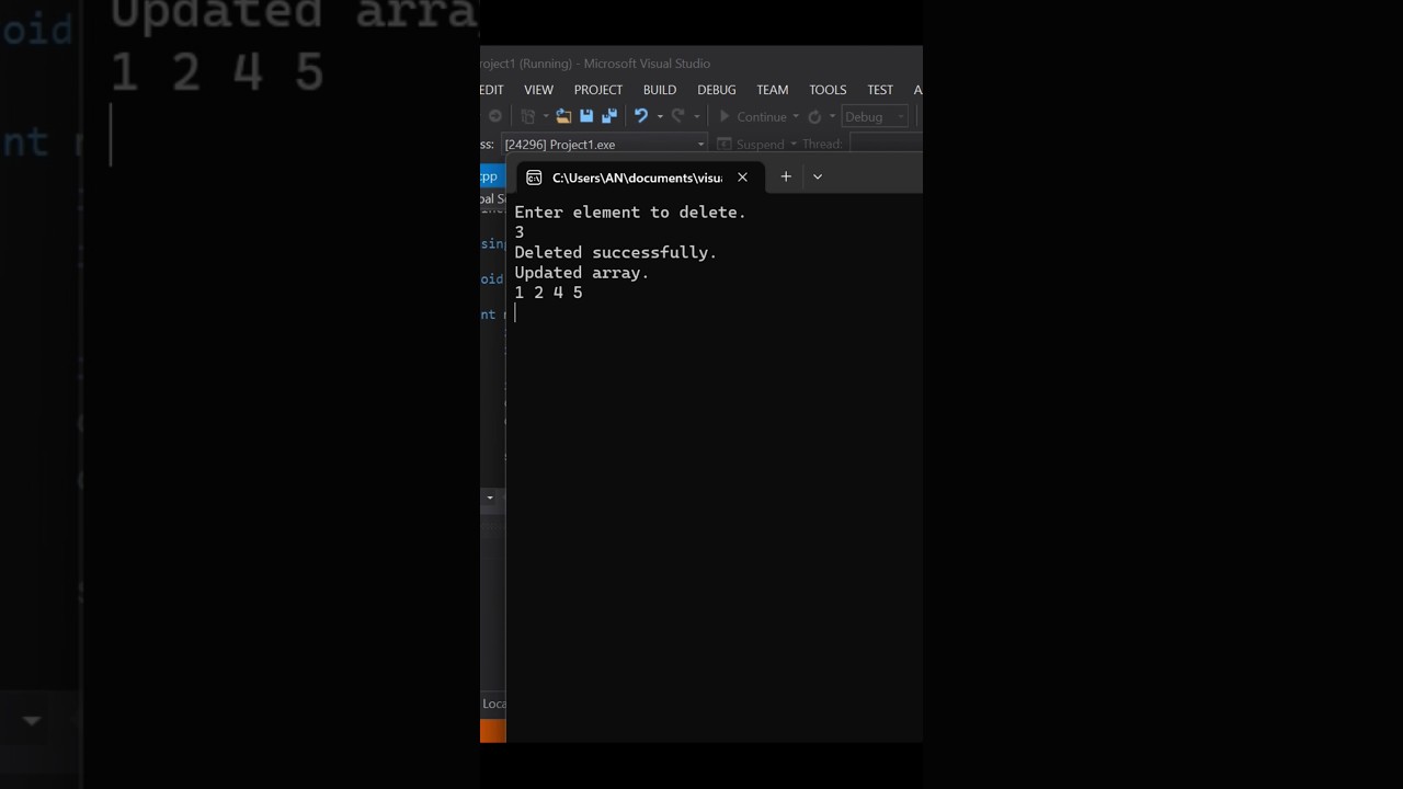 Functions C++ : Delete an element and update an array #shorts #youtubeshorts