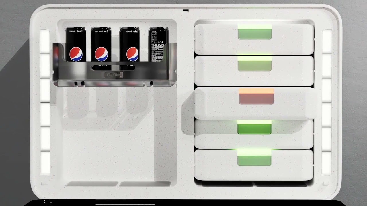 Smart mini fridge's portable, wall-mountable design can be carried around and plays music!