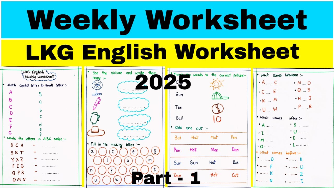 LKG English Weekly Worksheet part1 2025 | LKG Worksheet @TheKidsBoat 