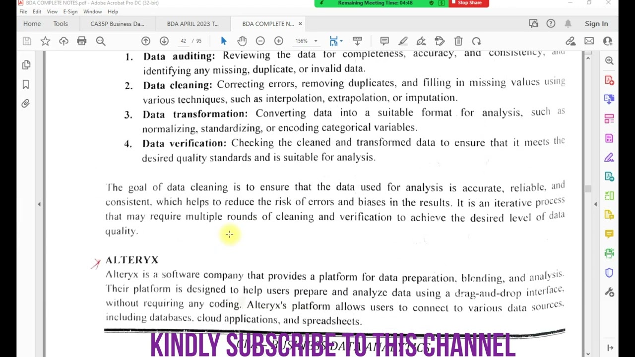 BUSINESS DATA ANALYSIS (BDA) APRIL 2023 THEORY ANSWERS
