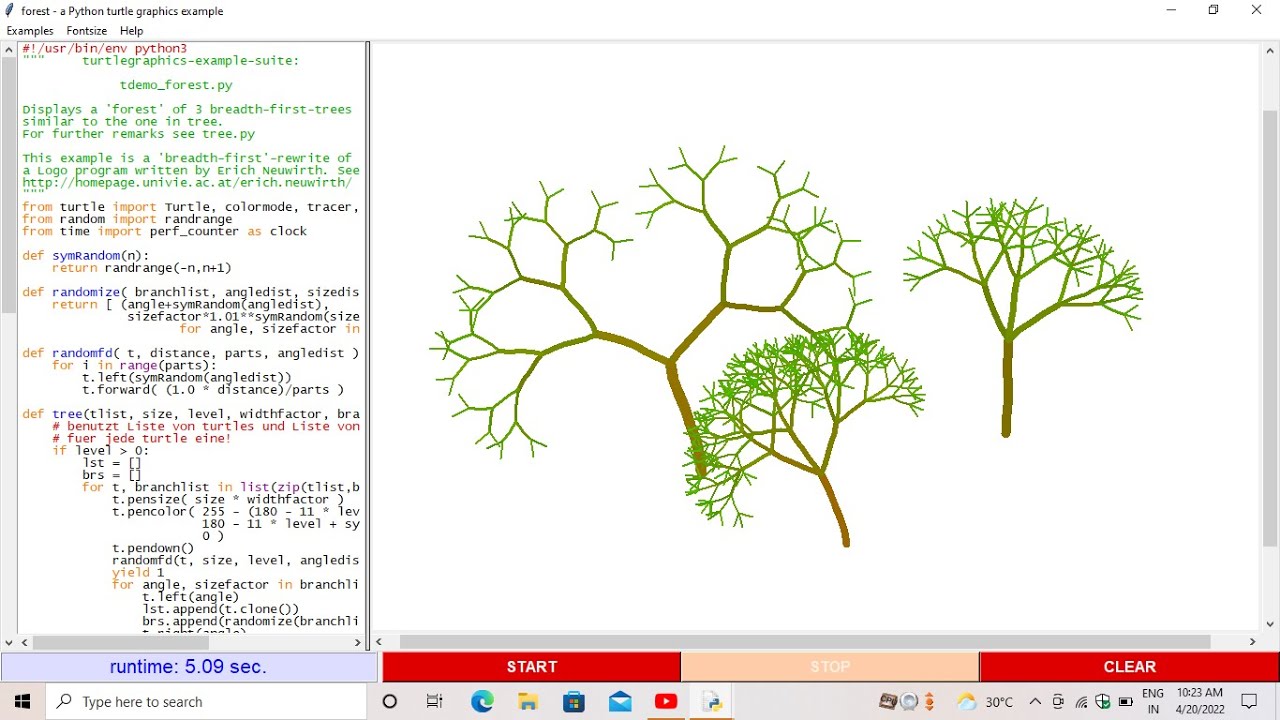 Python Turtle Graphics Example | Python Forest Turtle Example | Turtle Examples in IDLE | #Shorts
