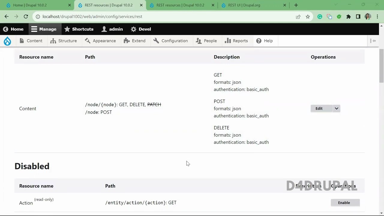 Setup Restful Web Service module with Basic Authentication in Drupal 10, Drupal 9 | D4Drupal