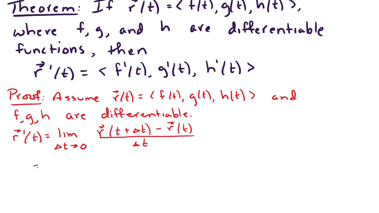 13.2 Derivative of vector valued function (proof)