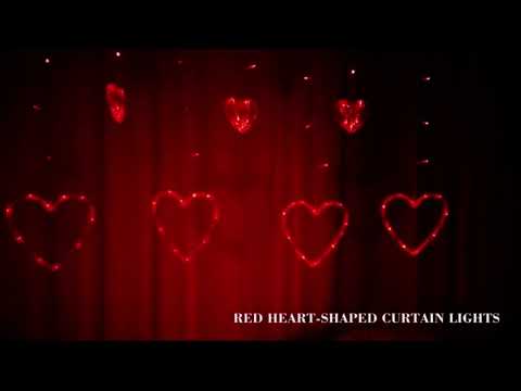 LOLStar Valentines Day Decor, Connectable Red Heart-Shaped 138 LEDs 12 Hearts String Lights