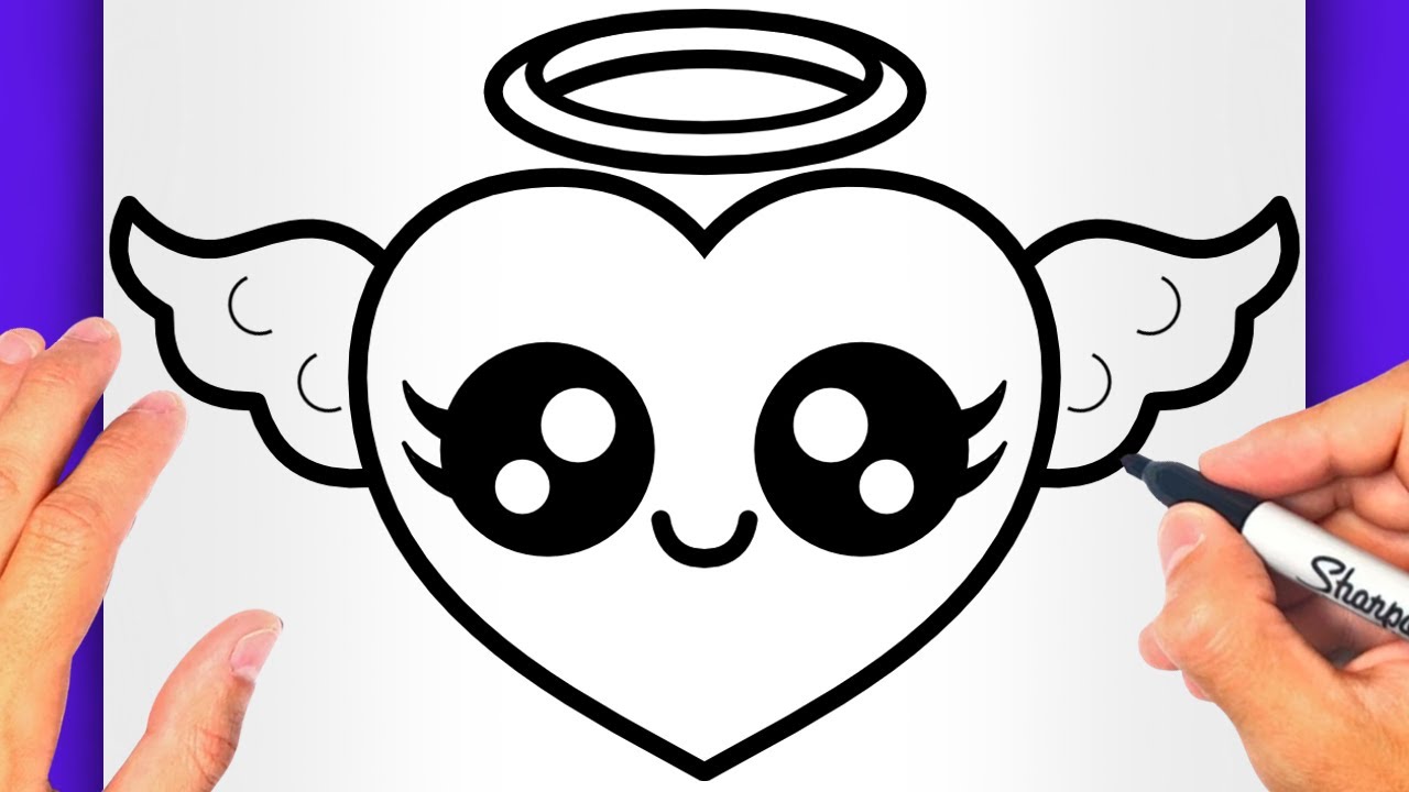 CÓMO DIBUJAR UN CORAZÓN KAWAII (FÁCIL PASO A PASO) | DIBUJOS DE CORAZONES KAWAII