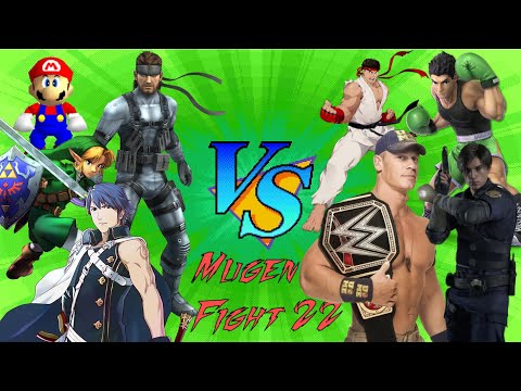 Mugen Battle 22: Solid Snake, Mario64, link, and Chrom VS Ryu, Leon, John Cena and Little Mac