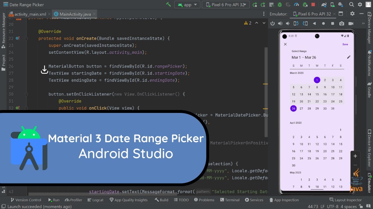 Material 3 Date Range Picker Android Studio
