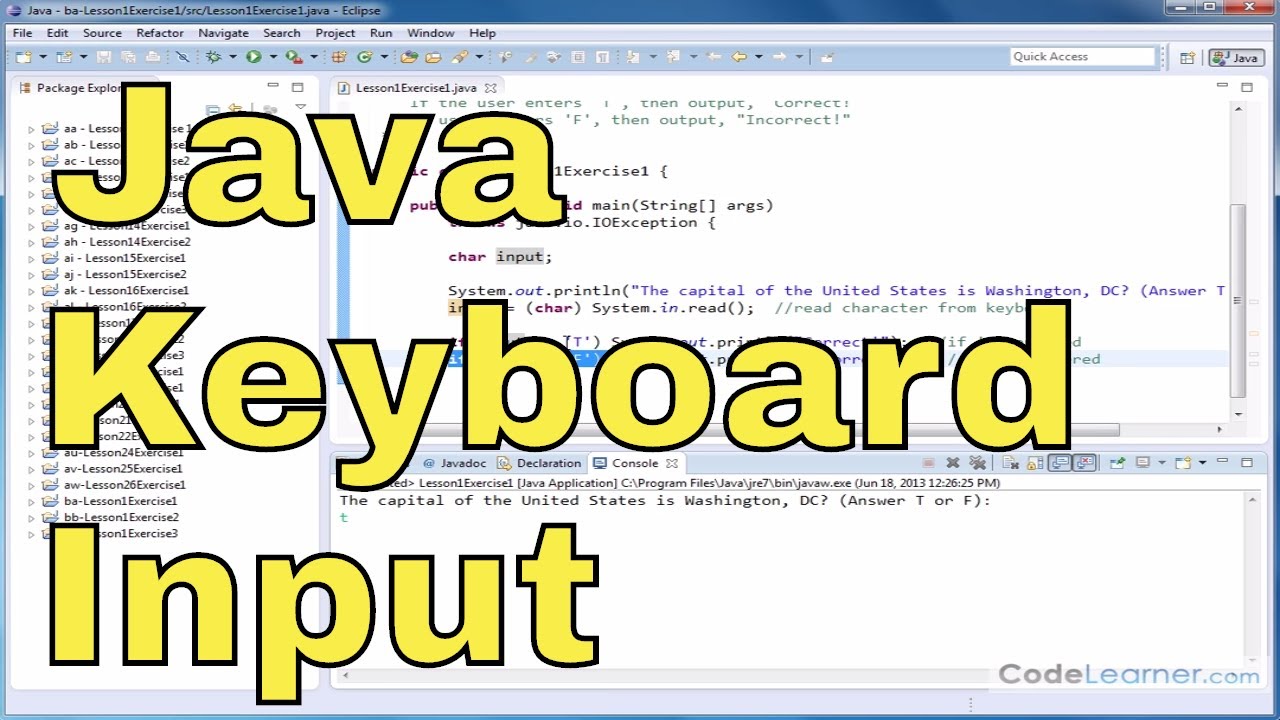 Learn Java Programming - Exercise 01x - Keyboard Input