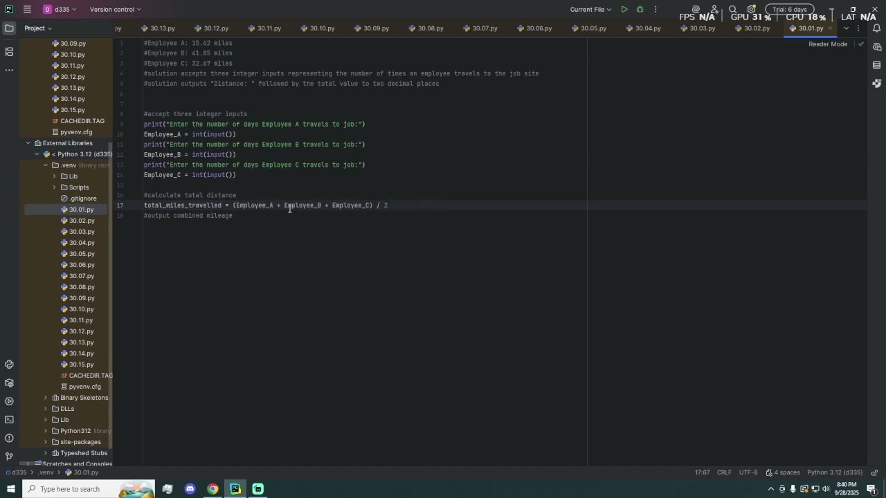 D335: Introduction to Programming in Python practice test 2- practice lab 1 or 30.01