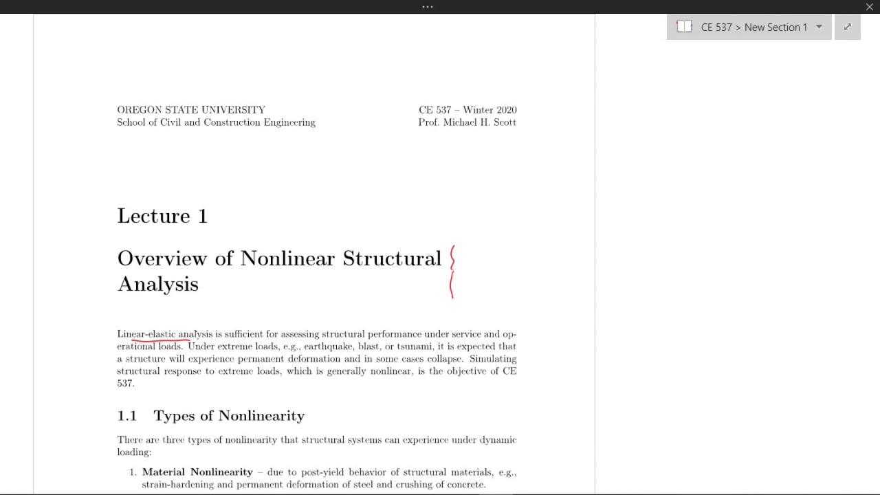 Introduction to Nonlinear Structural Analysis