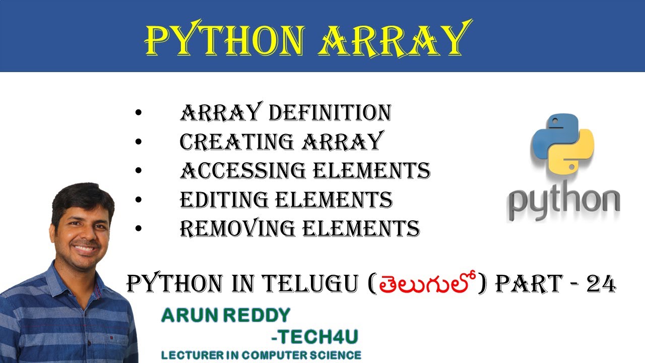 PYTHON IN TELUGU PART 24 - PYTHON ARRAY IN TELUGU | ARRAY IN  PYTHON TELUGU | ARRAY IN TELUGU |