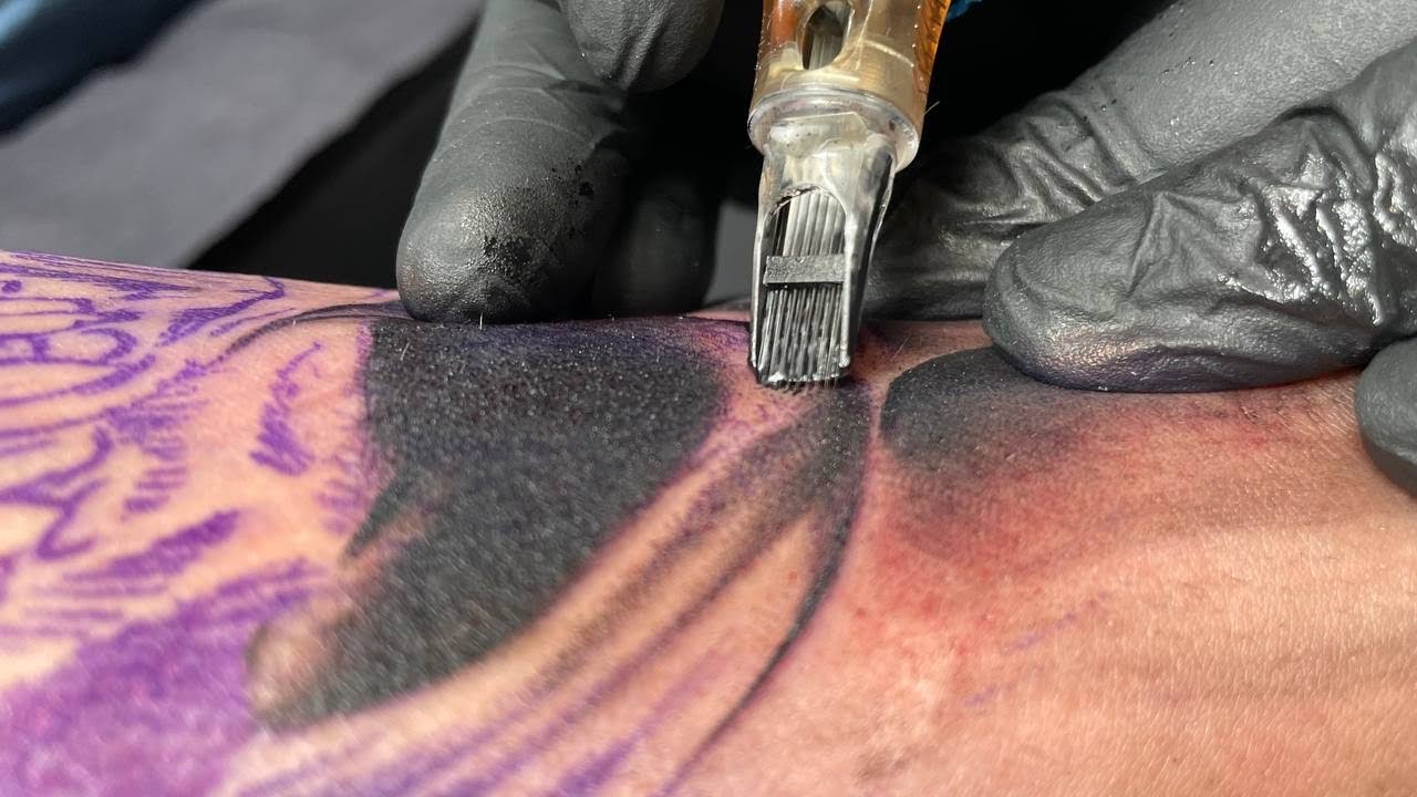 Skull with bat wings tattoo | Time lapse