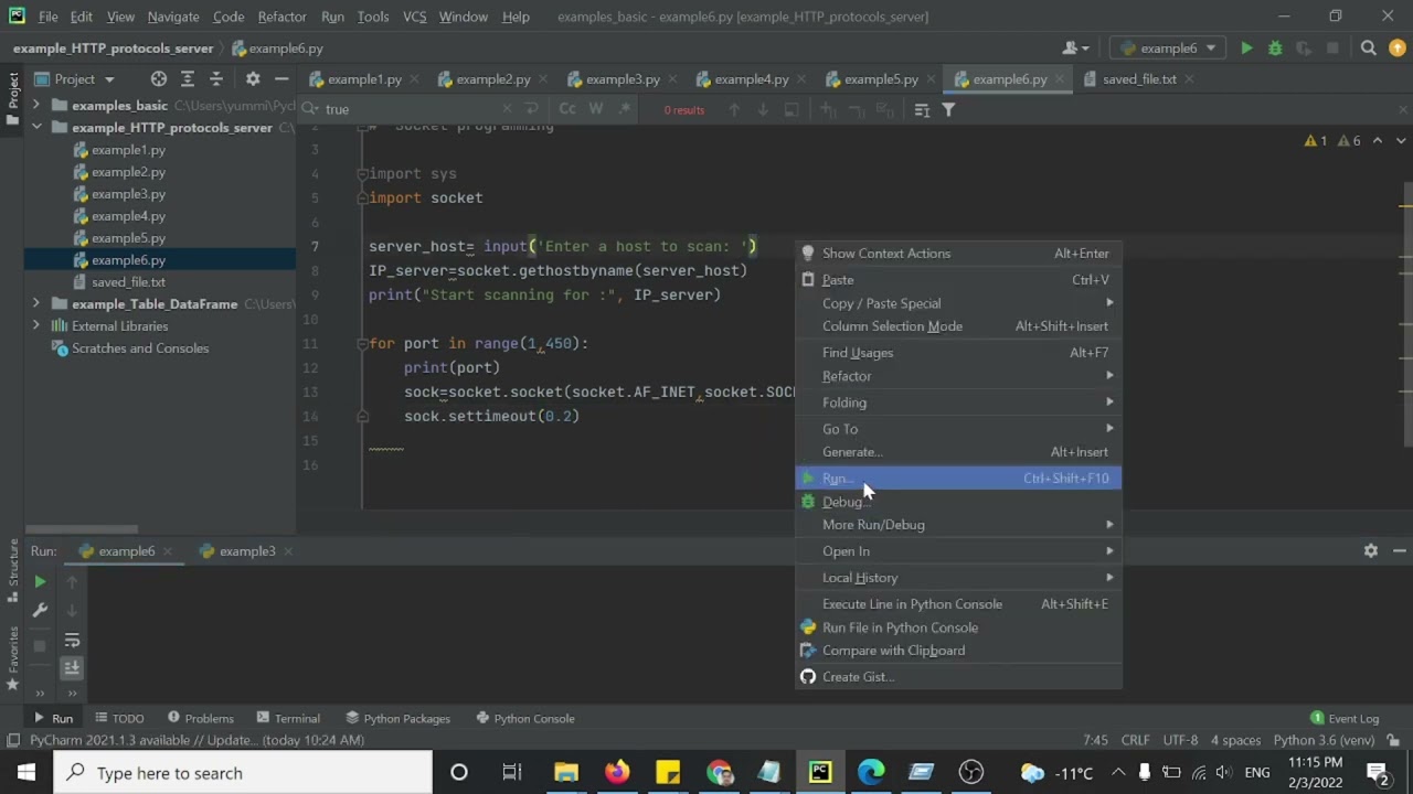 How to make a port scanner in python? Socket programming - example 116