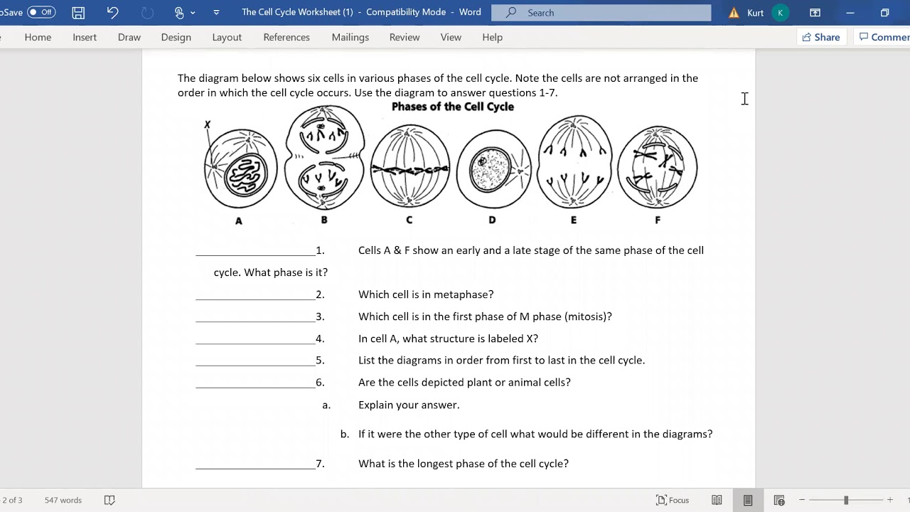 AP Biology Unit 4 - Lesson 36: Cell Cycle Worksheet Review and Reproduction