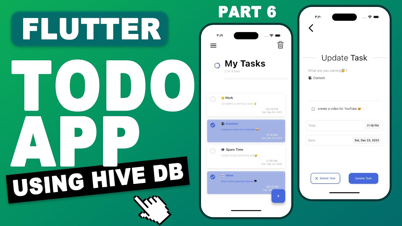 Flutter Tutorial | Flutter TODO App with Hive DataBase, Hive Local Storage Tutorial [CRUD] - Part 6